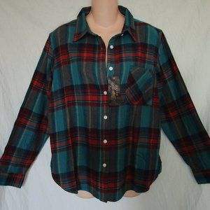 Wrangler | Tops | Wrangler Retro Teal Rust Plaid Flannel Shirt | Poshmark